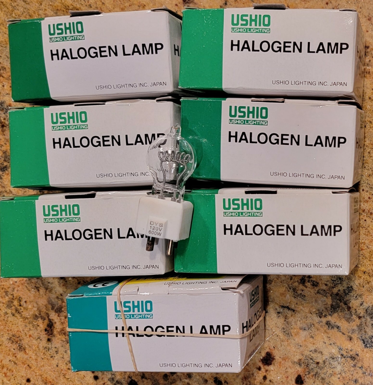 8 USHIO Type 120V-600WC DYS Halogen Lamps, 7 New in Box, 1 Loose New | eBay