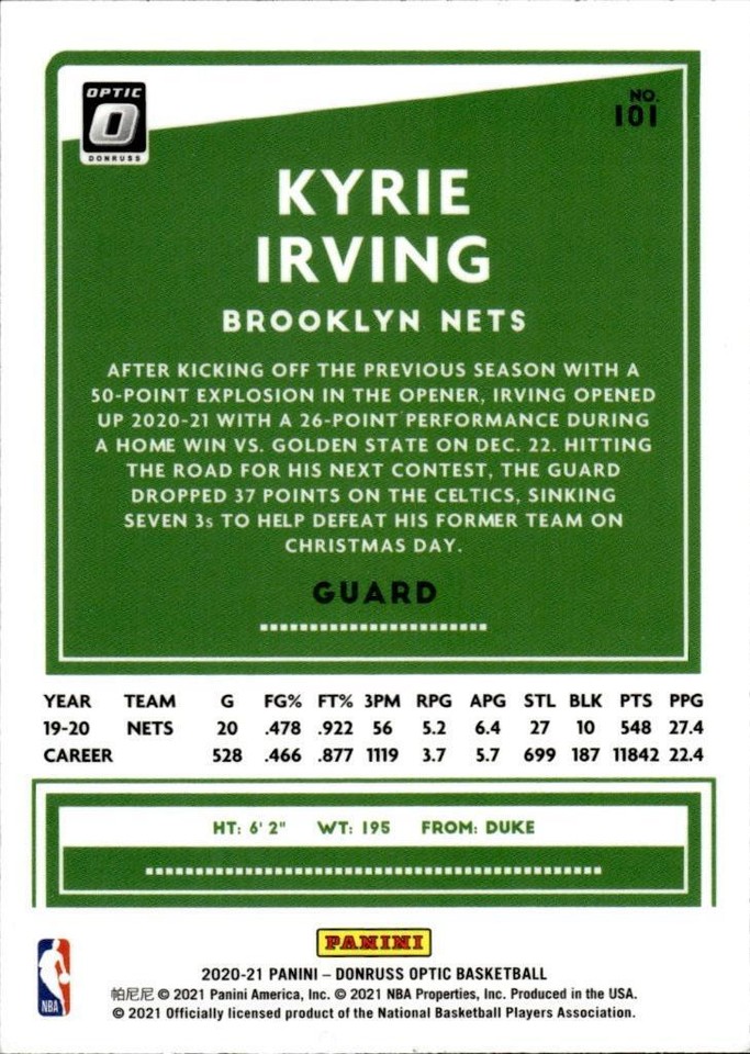 KYRIE IRVING CARD #101 BUY ANY 2 ITEMS FOR 50% OFF B223R4S1P22 | eBay