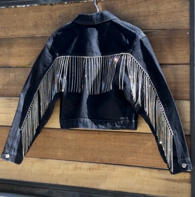ZARA JEWEL TRIM FRINGED DENIM JACKET Size XS NEW WITHOUT TAGS / NEVER ...