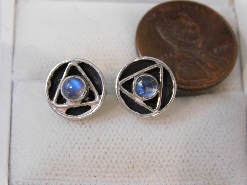 AA Circle Triangle Recovery Sobriety Sterling Silver Moonstone Earrings ...