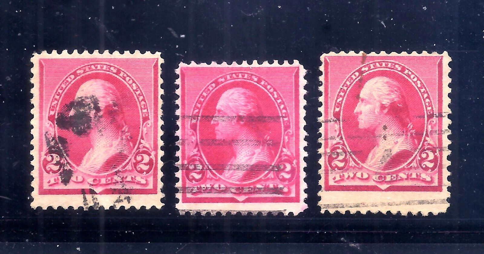 US Stamp - #220+220a+220c - USED - 2 cent Regular Issue incl. caps - CV ...
