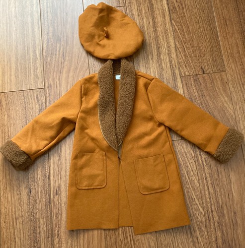 TEMU girls light felt type edge to edge coat and matching beret age 2-3 ...