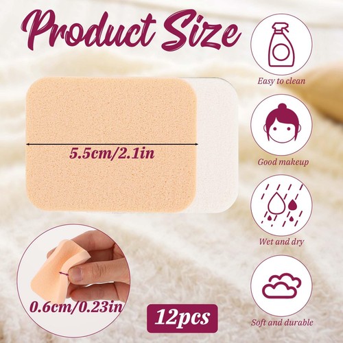 12 Pcs Square Makeup Sponges for Foundation Facial Powders Puff ...