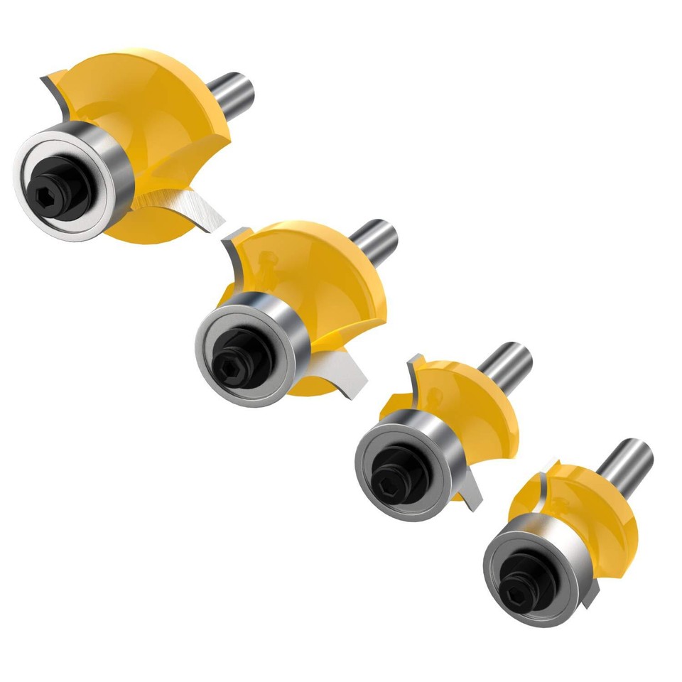 1/4 Inch Shank Roundover Edging Router Bit Set Woodworking Cutter Tools ...
