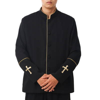 Men's Clergy Coat Button Down Coat for Priest Pastor Preacher Minister ...