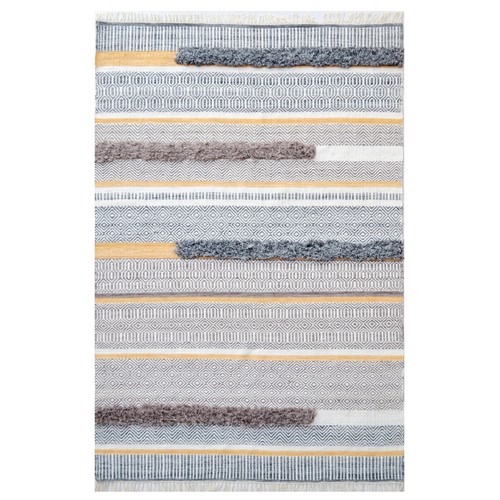 Caleb Colourful Stripes Bohemian Geometric Woven Recycled PET Yarn Rug ...