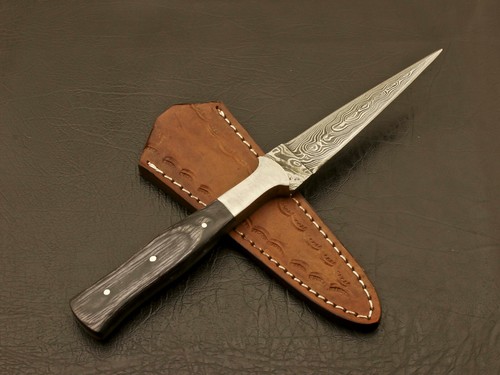 CUSTOM HAND MADE DAMASCUS BLADE CUSTOM PAKKA WOOD DAGGER HUNTING KNIFE ...