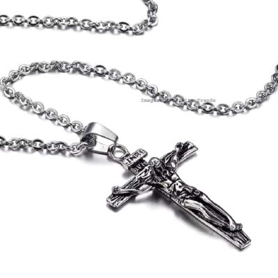 Stainless Steel Jesus Christ Cross Catholic Christian Antique Locket ...