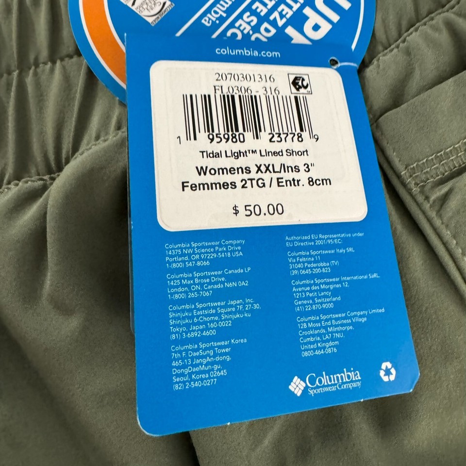 Columbia PFG Tidal Light Lined Shorts Womens 2XL Green Omni-Wick NWT SS-1685 | eBay