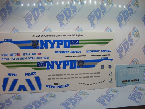 NYPD Highway Patrol 1/24 Water slide Decal Set Fits Motormax '22 Police ...
