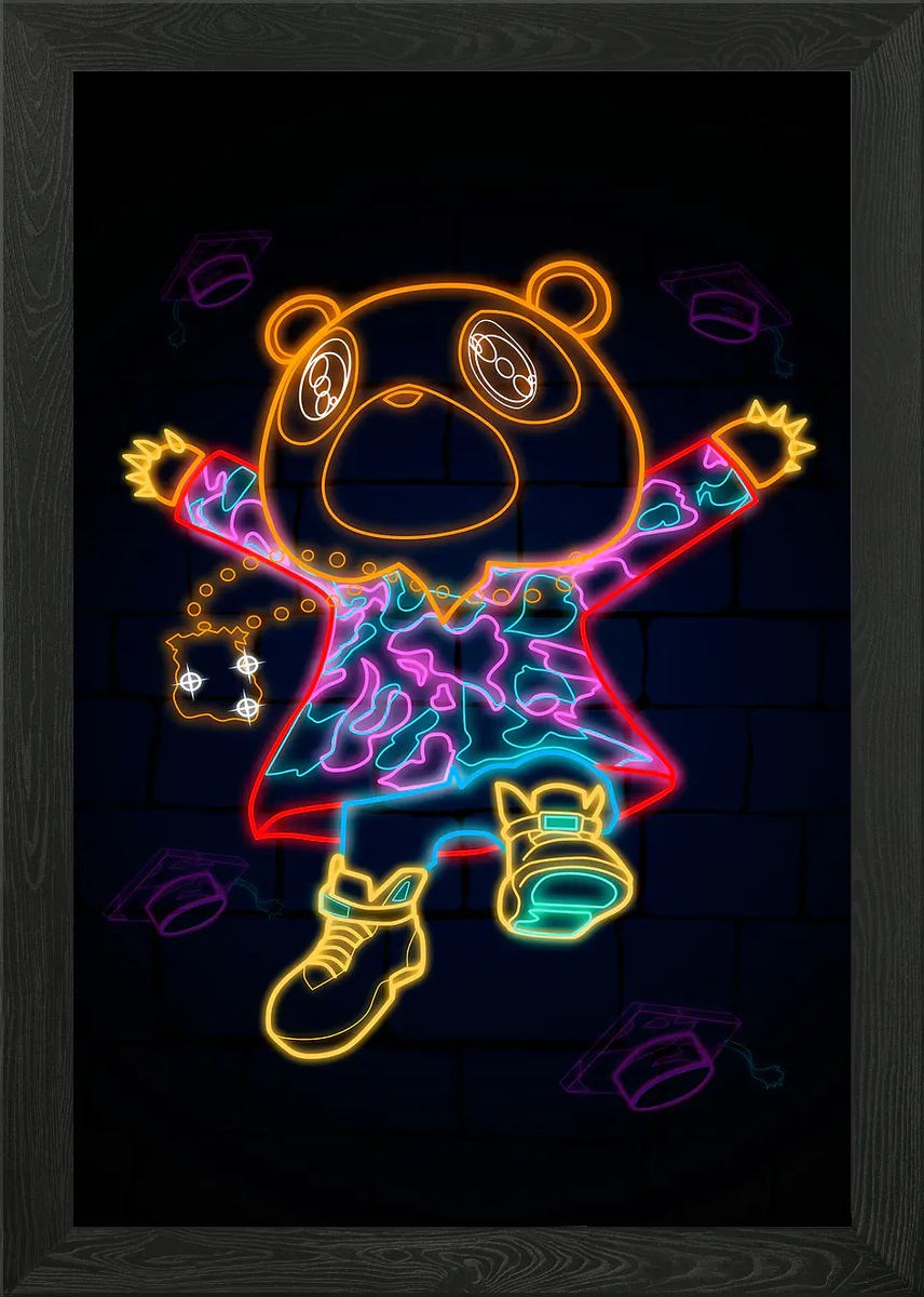 Neon Bear Framed Wall Art Poster Canvas Print Picture | eBay