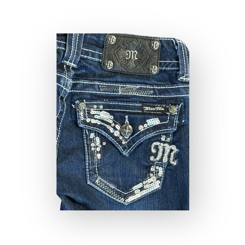 Miss Me Bootcut Jeans Womens 25 Dark Wash Embellished Bling Stretch ...