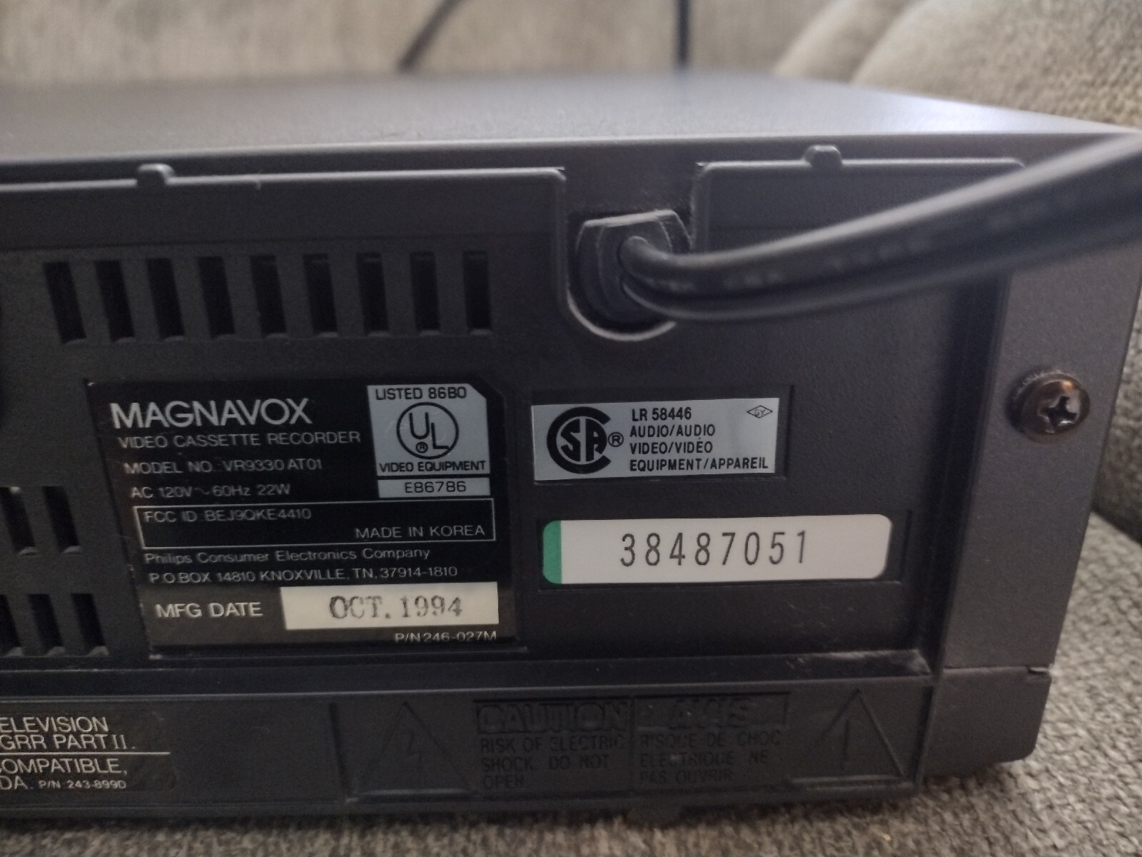 Magnavox VCR Vr9330 At01 AC 120v With Cables Working for sale online | eBay
