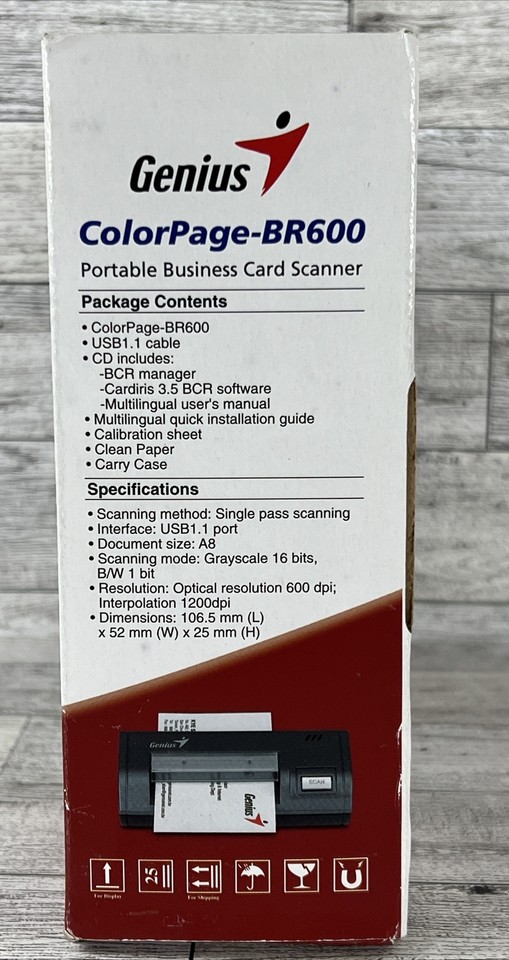 Genius ColorPage-BR600 Portable Business Card Scanner Cardiris 3.5 BCR ...