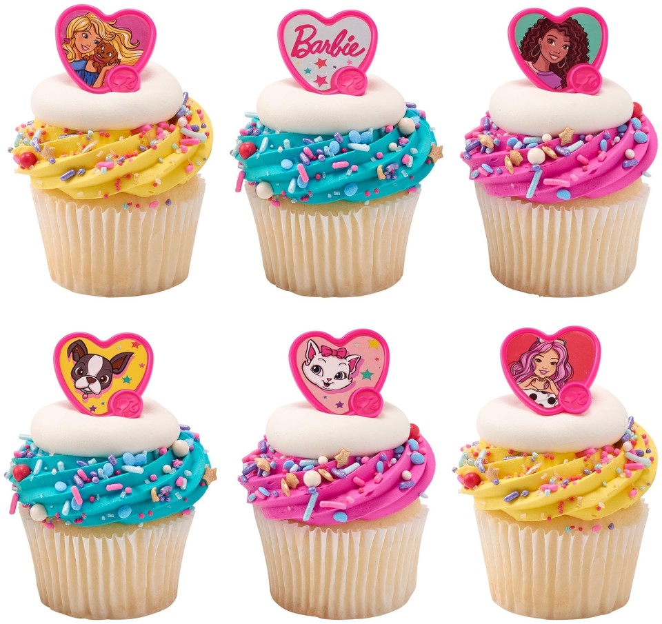 DecoPac Barbie Be The Future Rings, Pink Heart Shaped Cupcake ...