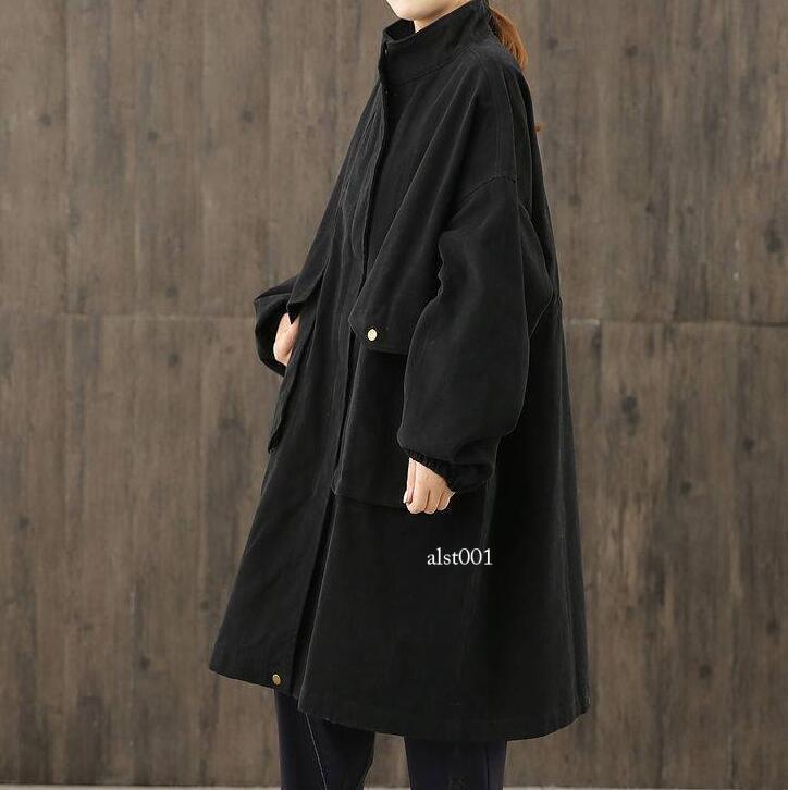 Loose Plus Size Overall Coat Women Oversize Big Pocket Mid Length ...