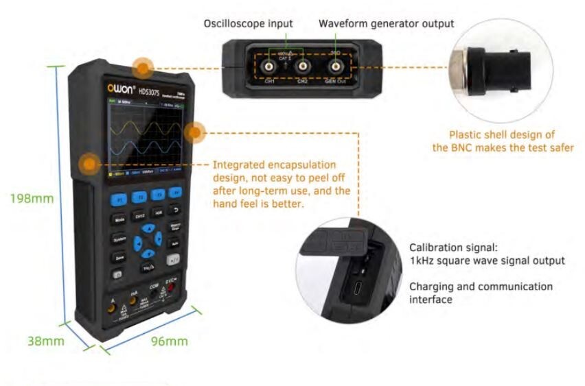 OWON Oscilloscope HDS300S 3.5" LCD 2+1CH Multi-Function Digital ...