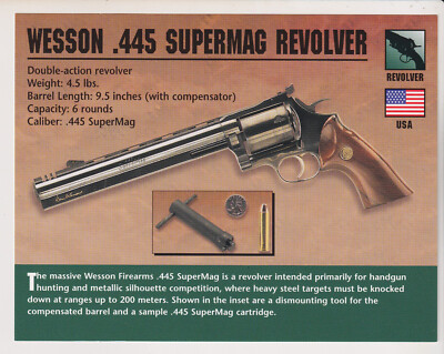 WESSON .445 SUPERMAG REVOLVER Atlas Classic Firearms Gun PHOTO CARD | eBay