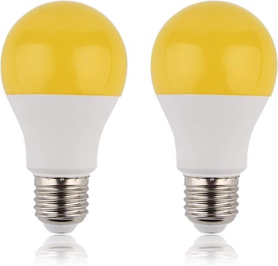 60Watt Yellow LED Bug Light Bulb 2-Pack No Blue Light Outdoor 800Lm ...