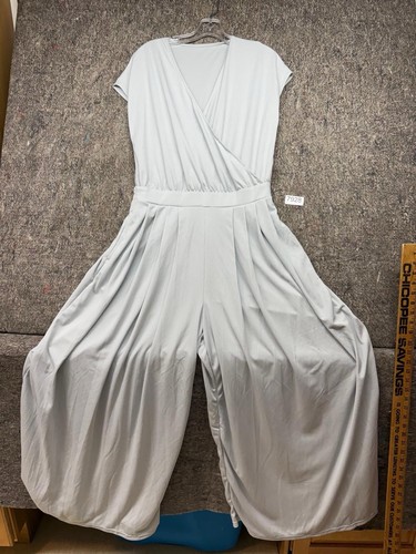 Halara Romper Womens Flowy Waffle Knit Pleated Faux Wrap Jumpsuit Gray ...