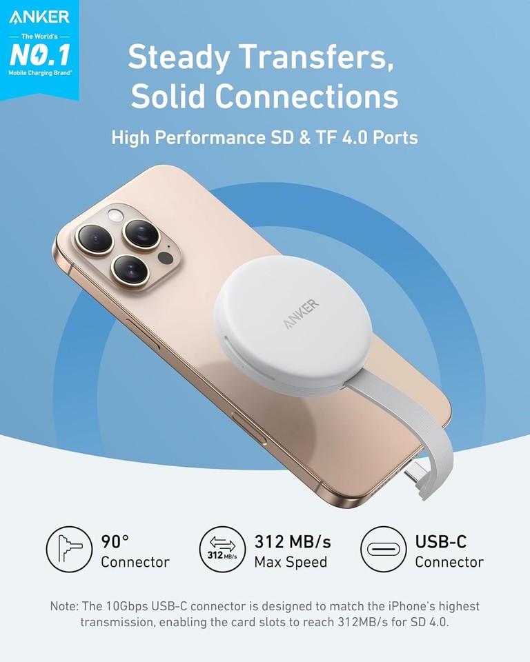 Anker Magnetic Memory Card Reader Built-in Cable USB-C Adapter for ...