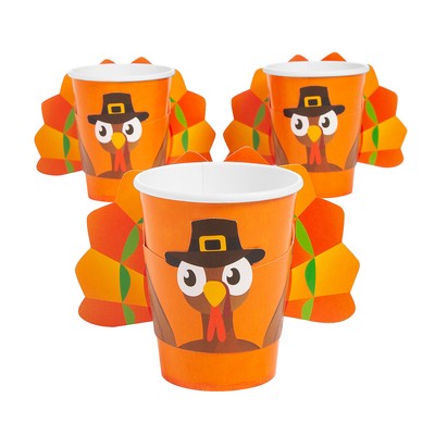 Fun Express Gobble Gobble Party Pilgrim Turkey Orange Paper Cups with ...