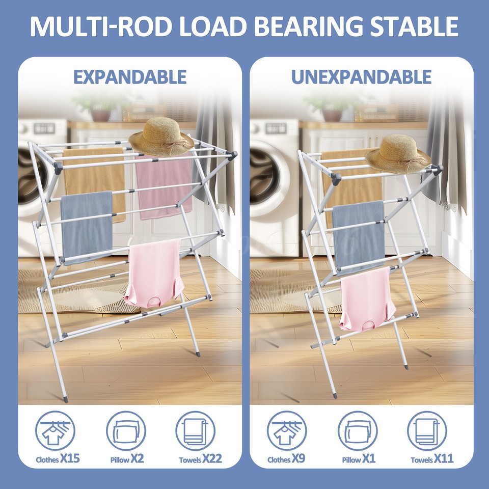Household Indoor Telescopic Folding Clothes Drying Rack Dry Laundry ...