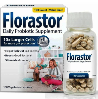 Florastor 250 mg Daily Probiotic Supplement - 100 Vegetarian Capsules ...