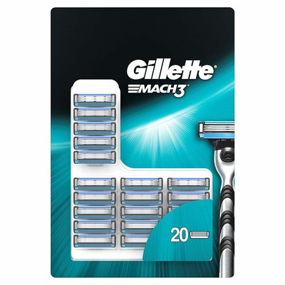GENUINE GILLETTE MACH 3 RAZOR BLADES REPLACEMENT CARTRIDGES PACK OF 20 ...