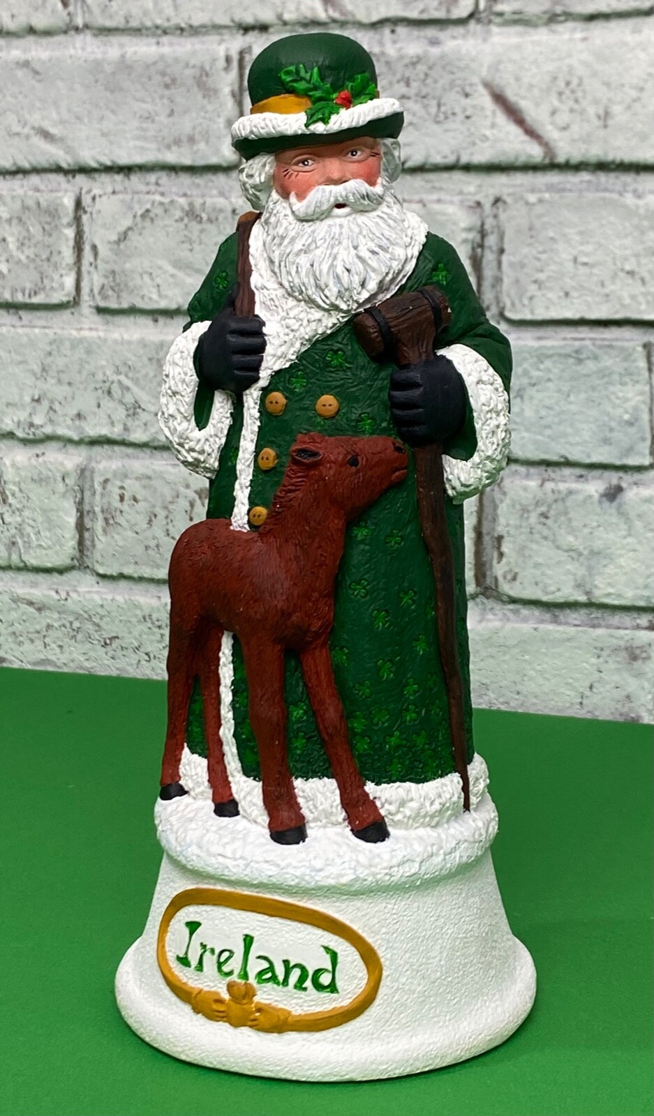 Vintage Irish Santa Claus Figurine - Saint Nick with Reindeer & Bag of ...