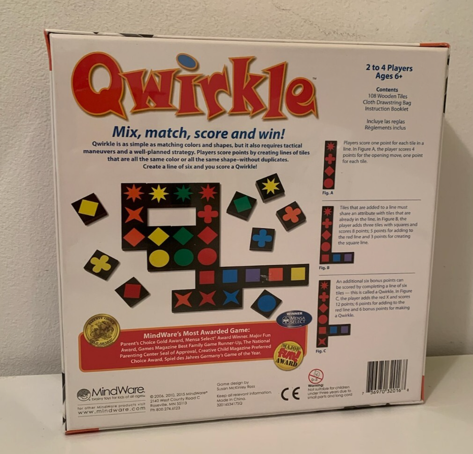 QWIRKLE MIX MATCH SCORE AND WIN AWARD WINNING MENSA SELECT GAME ...