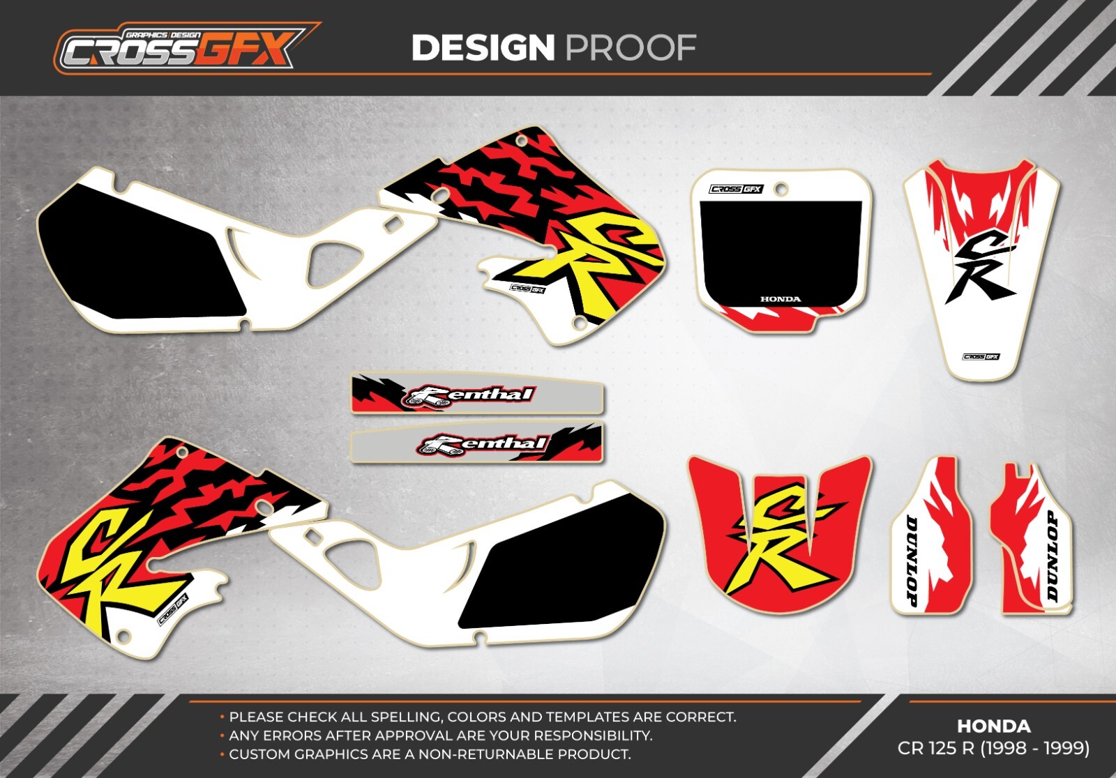 1998 1999 CR 125 R Graphics Kit for HONDA CR125 125R 98 99 Decals ...