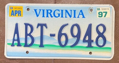 Virginia 1997 License Plate # ABT-6948 | eBay