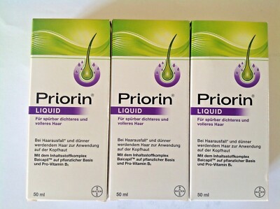 PRIORIN Liquid 3x50ml 3 month hair loss regrowth 2026 VEGAN STRONG HAIR ...