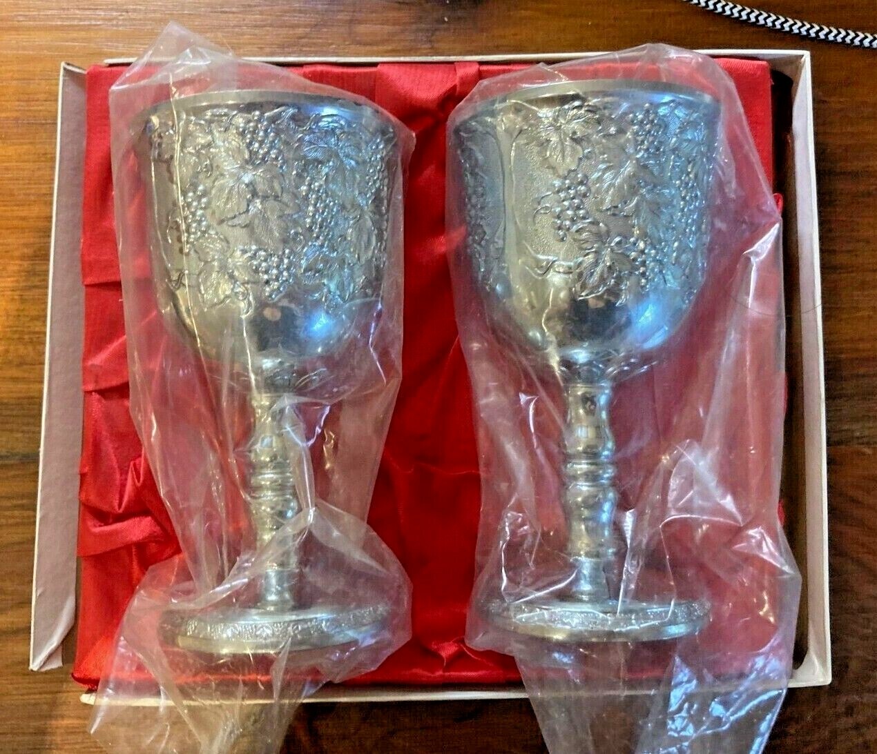 Ornate Silver Plated Sherry Goblets Drinking Wine Glasses Vintage Made ...