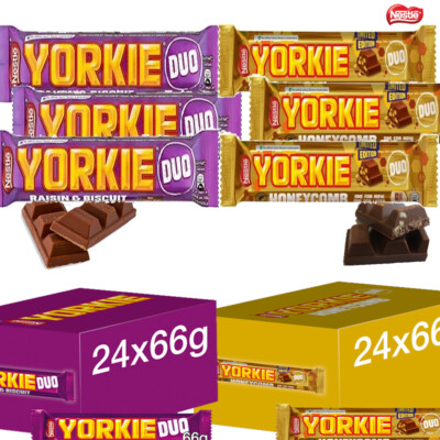 Mixed Yorkie Honeycomb & Raisin&Biscuit Milk Chocolate Duo Bar 66g ...