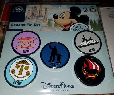 DISNEY PINS 2018 ATTRACTION BOOSTER PACK 5 PINS SPACE MOUNTAIN PIRATES ...