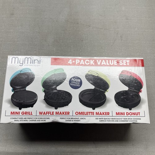 MY MINI 4 PACK VALUE SET MINI DONUT WAFFLE MAKER OMELETTE MAKER MINI ...