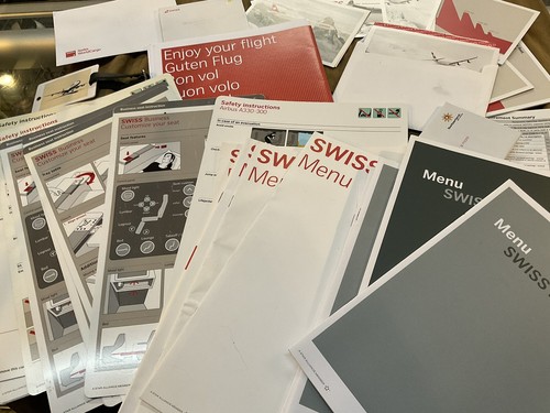ORIGINAL VINTAGE SWISS AIRLINE MEMORABILIA LOT - MENUS ETC | eBay