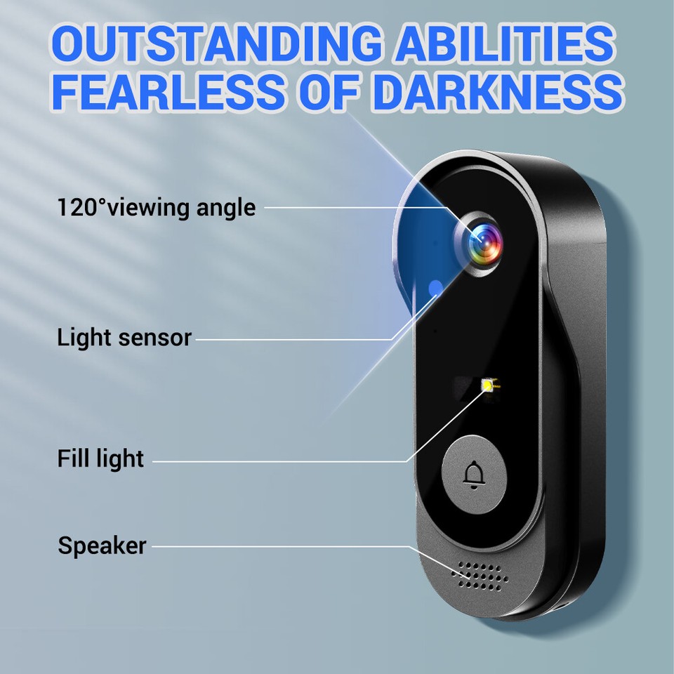 Smart Video Doorbell Camera Monitor Home Outdoor 2.4G Wireless Door ...