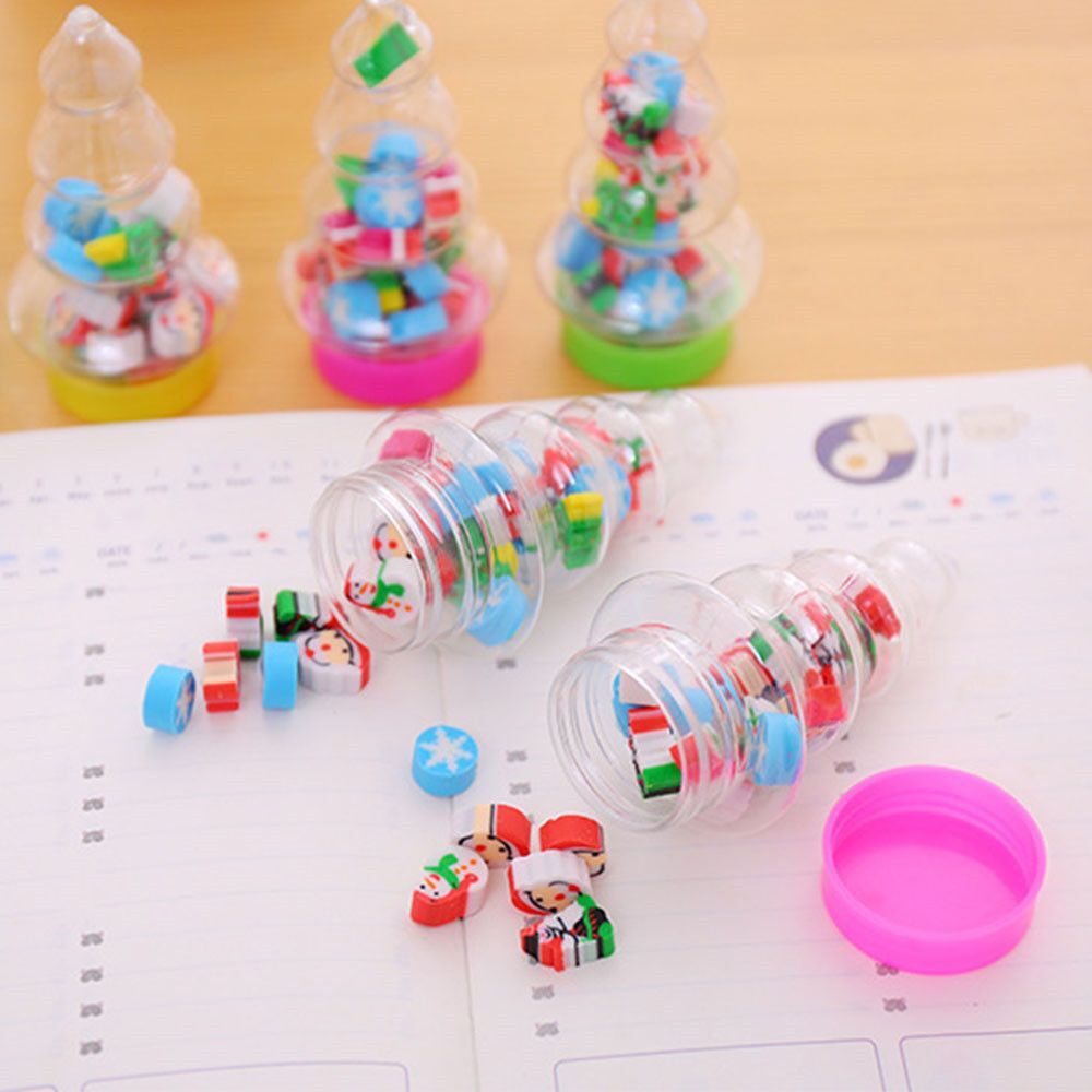 Novelty Santa Tree Mini Rubber Set Bottled Eraser Cute Merry Christmas ...