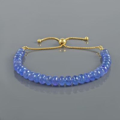 Natural 4-5mm Tanzanite Beads 925 Silver Bolo Chain Adjustable Slider ...
