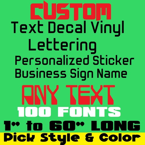 CUSTOM TEXT NAME Personalized Vinyl Lettering Decal Sticker , Car, Door ...