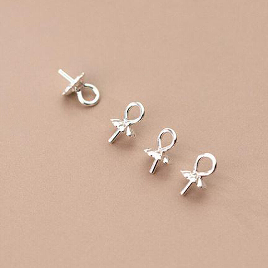 925 Sterling Silver DIY Eye Pin Peg Bail Pearl Cup Pendant Connectors ...