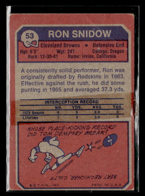 1973 Topps #53 Ron Snidow VG | eBay