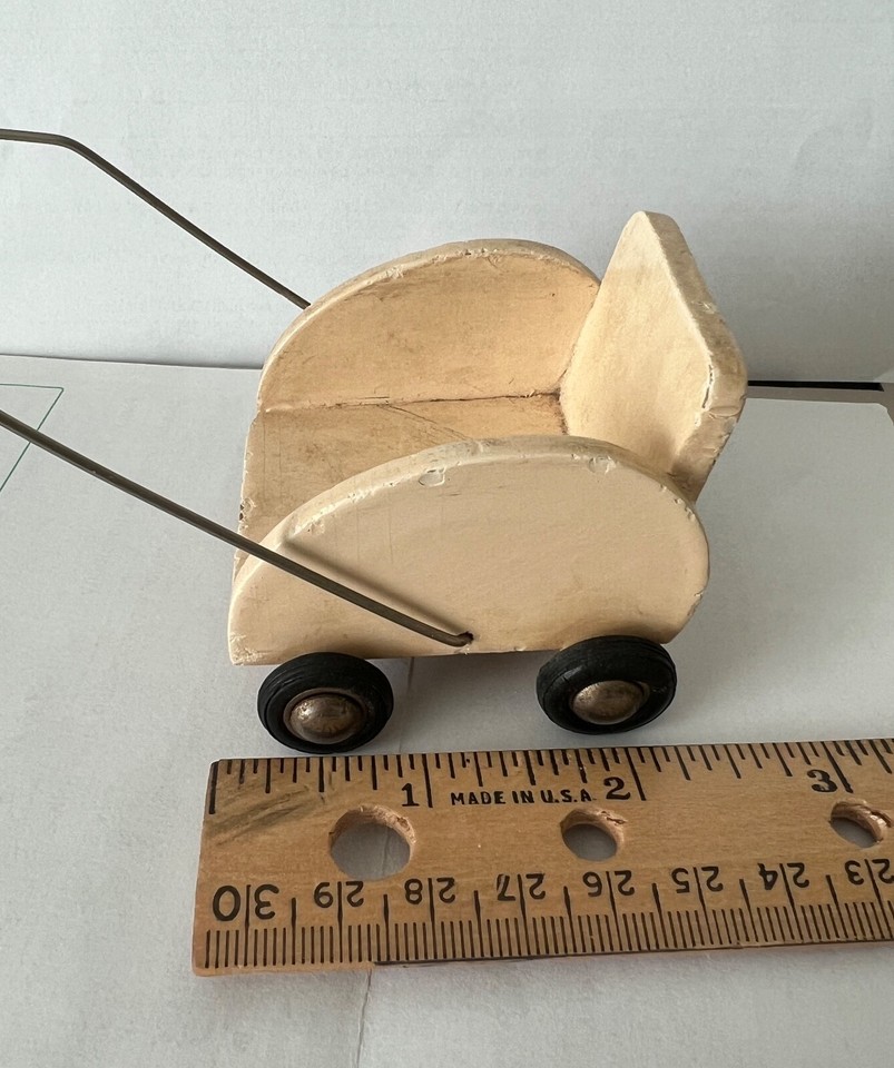 VINTAGE GERMAN WICKER/WOOD ITEMS FOR CACO DOLLS[1] STROLLER [1] PRAM [1 ...