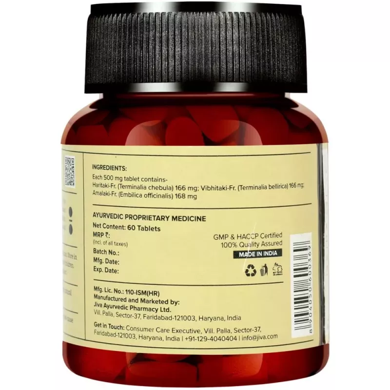 Jiva Ayurveda Triphala Ayurvedic 60 Tablets, Promotes Gut Health ...