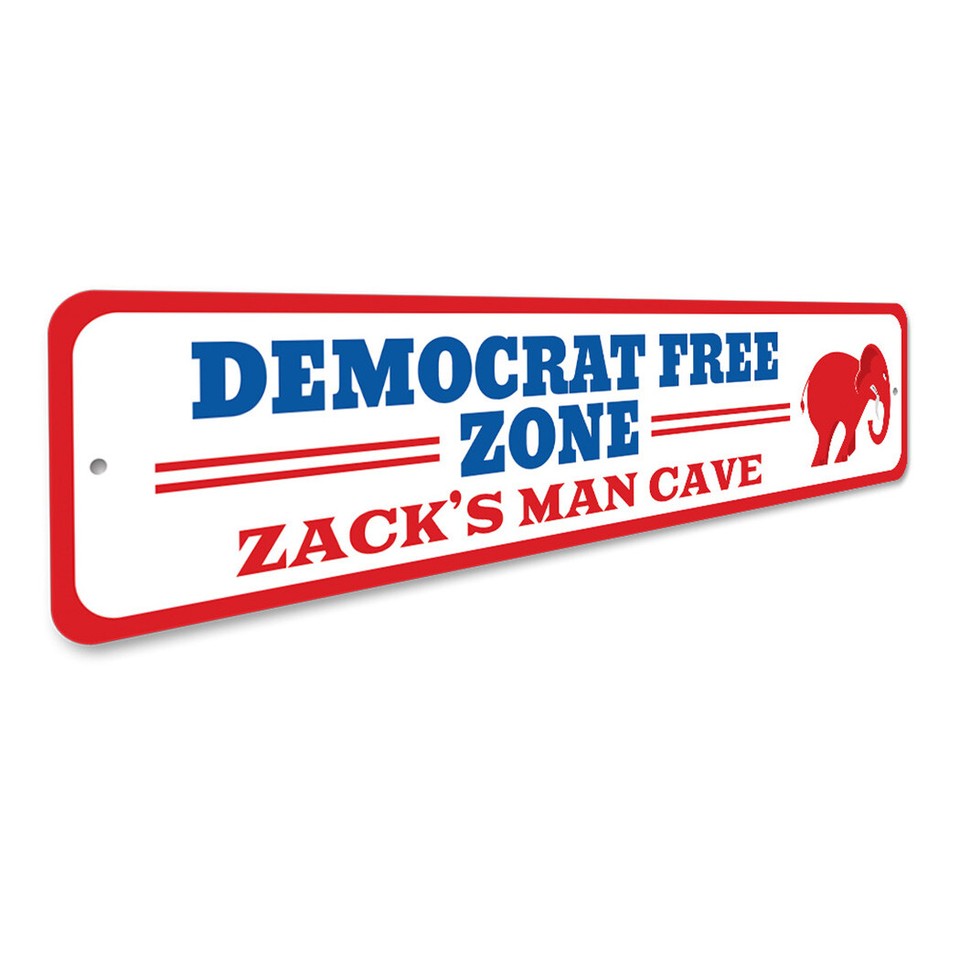 Democrat Free Zone Sign, Man Cave, Democratic Donkey Aluminum Metal ...