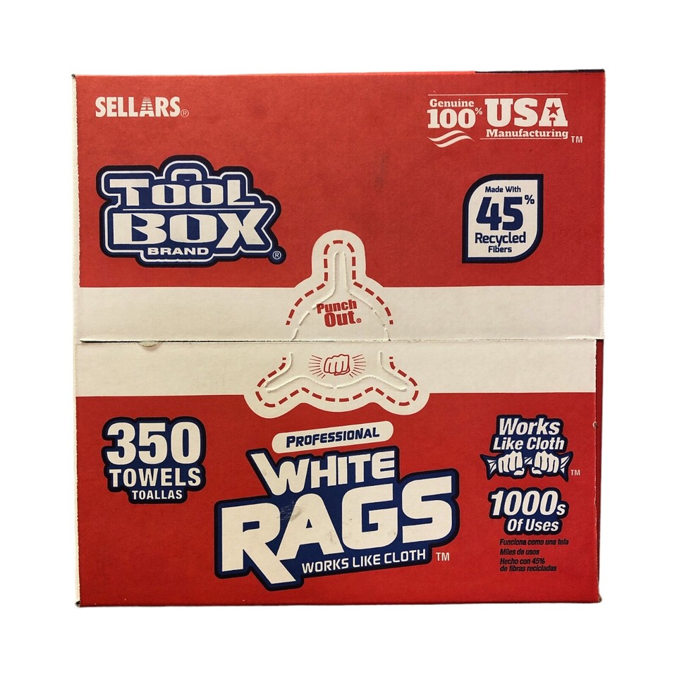 TOOLBOX Professional White Shop Rags, Center Pull, Disposable Towels ...
