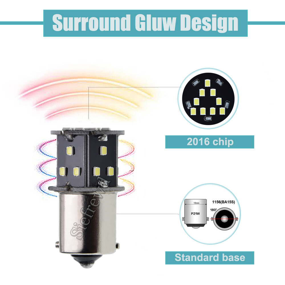 6V 6 Volt LED Bulb 1156 BA15S P21W DRL Backup Reverse Turn Light White ...